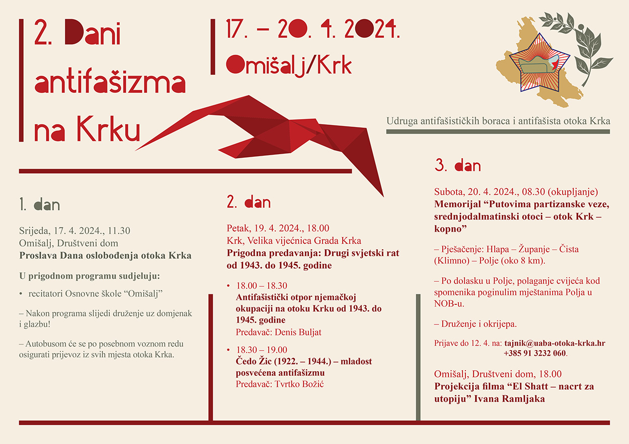 2. Dani antifašizma na Krku - predavanja, memorijal, film i proslava Dana oslobođenja otoka Krka ...